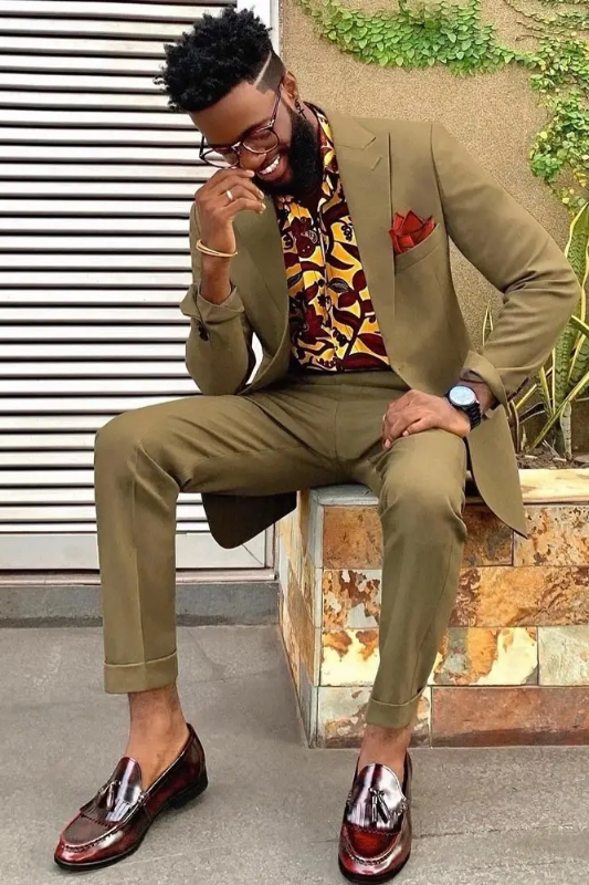 Alvis Chic Tan Single Breasted Two Pieces Men Suits